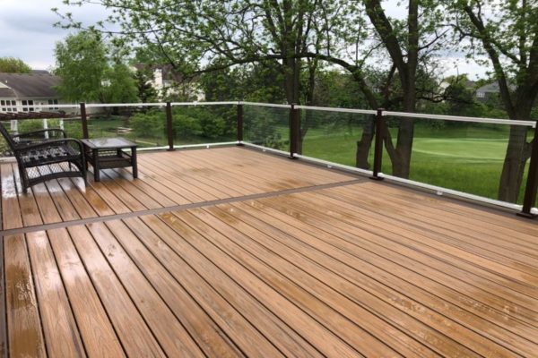 Trex® Transcend Decking with Trex® Signature Glass Railing Panels Cary ...