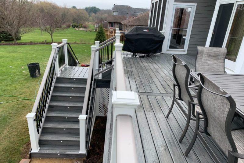 Trex® Transcend Island Mist Deck with Custom Stairs and Stair Riser ...
