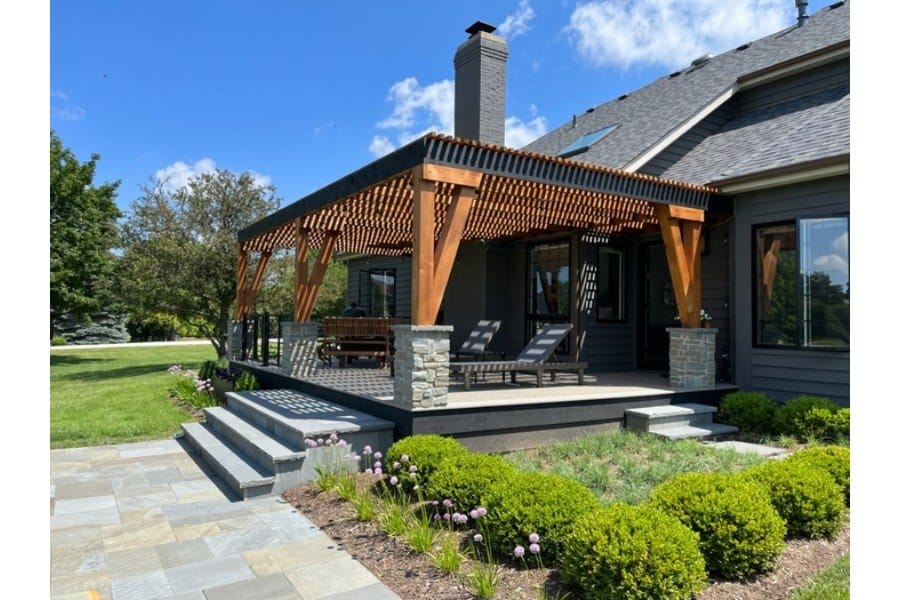 Cedar Pergola on Trex® Deck McHenry - Rock Solid Builders, Inc.