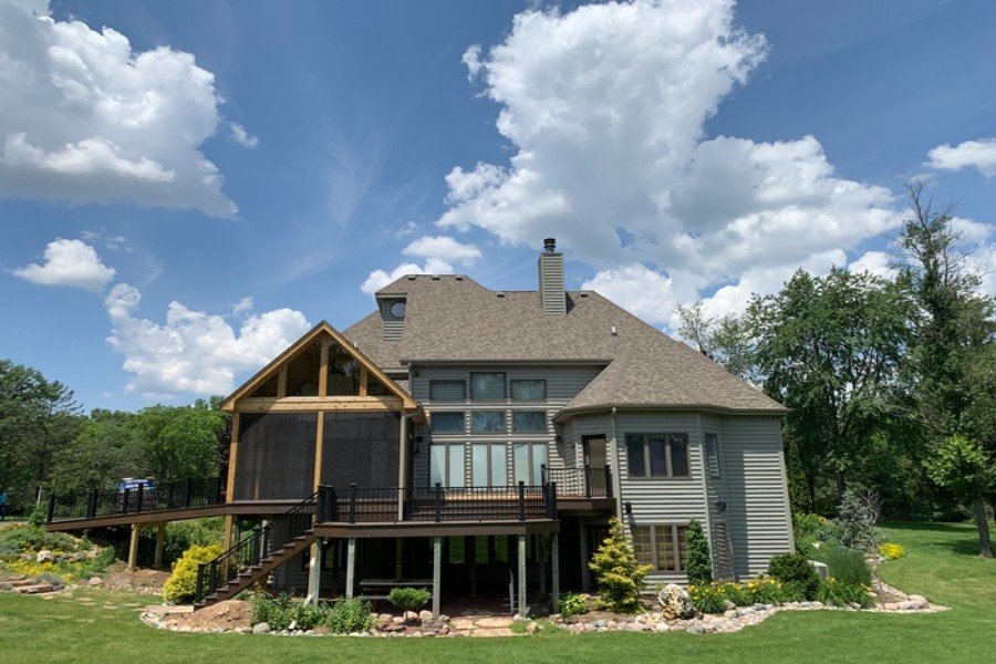 Trex® Deck with Trex® Ramp and Cedar Screen Room McHenry County - Rock Solid Builders, Inc.