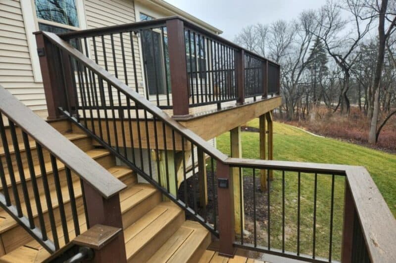 TimberTech Deck with Cocktail Railings Crystal Lake - Rock Solid ...